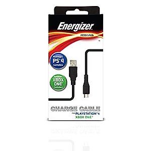 PDP Gaming Energizer Charge Cable | 6 Feet Universal Power and Play Charger: Black - PS5/PS4, Xbox One