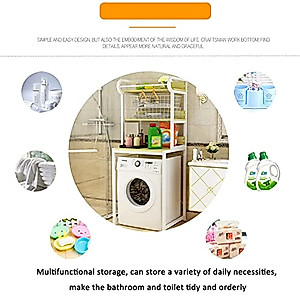 BKGDO Washer Storage Frames Floor Standing Punch Free Suitable for Over Toilet,Storage Rack Above The Washinghine in The Bathroom,Balcony,Laundry Cabinet,3-Layer Drum Washinghine Rack/184Cm/184Cm