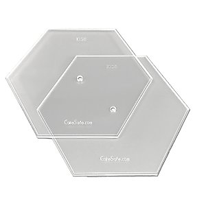 CAKESAFE 10.25 Inch Hexagon Acrylic Disk Set – 2-10.25” Clear ¼” Acrylic Buttercream Disks – Perfect Tool to Smooth the Frosting on Your Cakes, Disk Size and Perimeter Border Engraved on all Disks