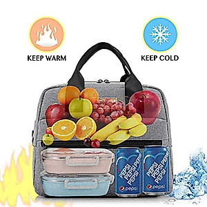 HOMESPON Insulated Lunch Bag for Women Men Lunch Box Cooler Lunch Tote for Work Picnic (Grey)