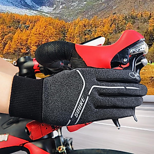 Souke Sports Winter Cycling Gloves Men Women, Touch Screen Padded Bike Glove Water Resistant Windproof Warm Anti-Slip for Running, Biking, Workout(Grey, Large)