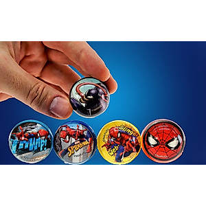 JA-RU Marvel Spiderman Bouncy Superballs Super Hi Bounce 1.2" (1 Pack of 5 Balls) Fidget Balls Small Toys for Kids Prize Premium Giveaways Gift Birthday Supplies A-6805-1