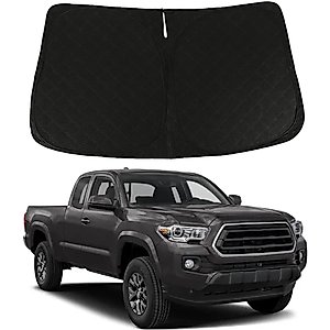 D-Lumina Windshield Sun Shade Compatible with Toyota Tacoma 2016 2017 2018 2019 2020 2021 2022 2023 - Upgraded 3 Layers 240T Material, Foldable Front Window Sun Shield Protector