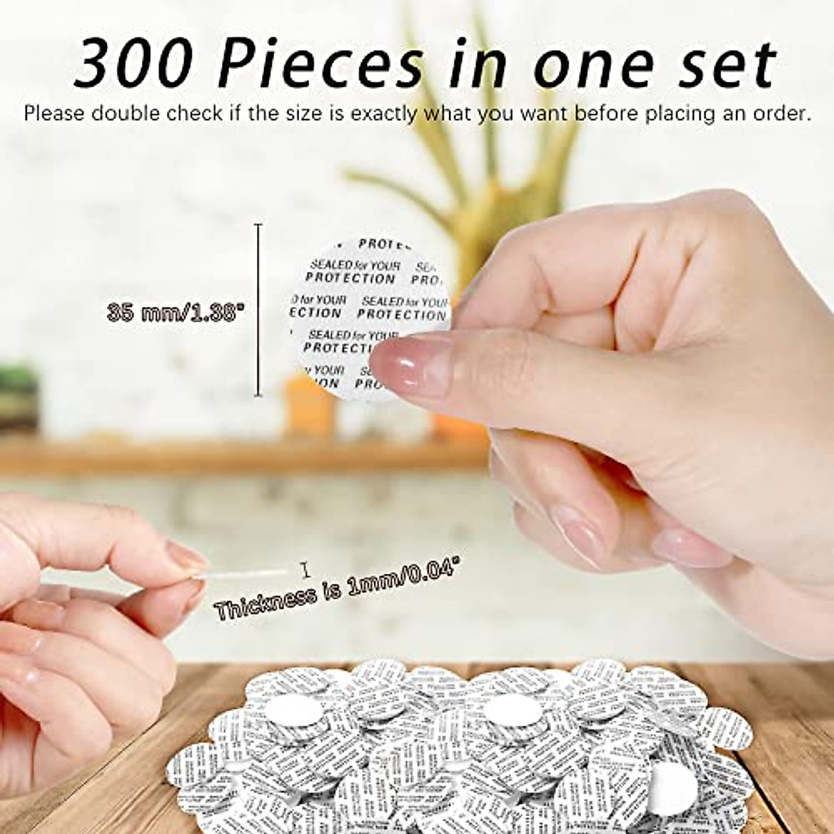 Tondiamo 150 Pcs Pressure Sensitive Seals Foam Lid Liner Bottle Seals Waterproof Safety Tamper Resistant Sealing Gasket Activated Seals for Glass Jar Plastic Lid Canning Vials(1.38 Inch/ 35 mm)