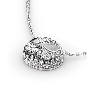 Jack Skellington Necklace for Women Halloween Skull Earrings Necklace Rings Jewelry Set Punk Style Harajuku Accessories 3 Pcs Diamond Skull Jewelry Gifts for Best Friends (8)