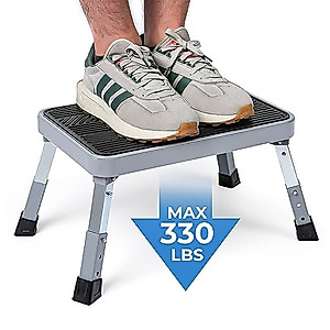 Height-Adjustable 7"- 9" Folding Step Stool with Non-Slip Platform 10" x 15" - Portable Step Ladder for Adults and Kids - Perfect for Office, Kitchen, Home - Sturdy - Supports up to 330 Lbs