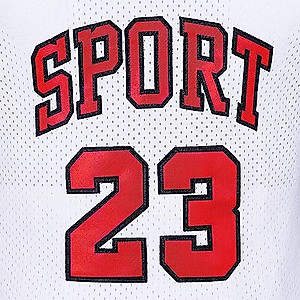 Basketball Jersey Shirt for Boys Youth : #23 Hip-Hop 90s Retro Classic Embroidered Youth Basketball Sports Jersey Breathable. (as1, Alpha, x_l, Regular, White)