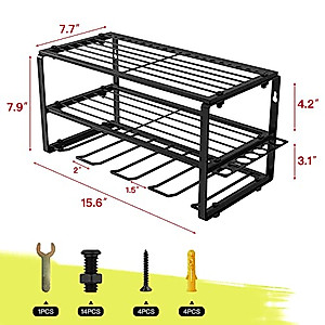 hannger Power Tool Organizer Wall Mount, 3 Layers 4 Holes Drill Organizer Wall Mount, Includes Drill Organizer Wall Mount and Tool Shelf for Maximum Efficiency