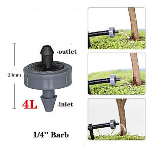 Lxcom Lighting 1 Gallon Drip Emitters Pressure Compensating Irrigation Drippers Steady Flow Drippers Irrigation Emitters for Home Agricultural Garden Lawn,50 Pack(Gray)