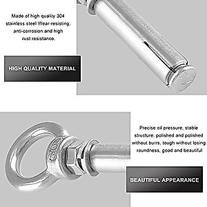 Augiimor 5PCS M6 x 60mm Ring Lifting Expansion Eyebolt Bolt Screw, 304 Stainless Steel Wall Concrete Brick Anchor Bolt