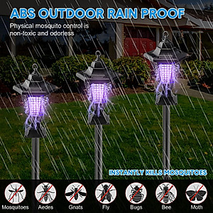 4 Pack Solar Bug Zapper Outdoor Waterproof Mosquito Zapper Outdoor Mosquito Repellent Trap Solar Powered Bug Lights for Outside Fly Mosquito Killer Outdoor for Home Camping Backyard (Elegant Style)