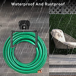 BAKEWAY Garden Hose Holder Wall Mount - Metal Hose Hanger Water Hose Holders for Outside, Heavy Duty Hose Hook Hose Reel for Water Hose, Expandable Hose, Extension Hose (100 FT)