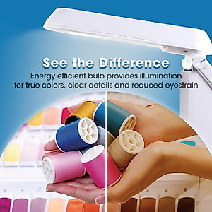 OttLite Folding Task Lamp, White – Multi-Position Shade, Fold-Up Design, Portable Handle, Low Heat & Low Glare Illumination, Fits on Desks & Workstations