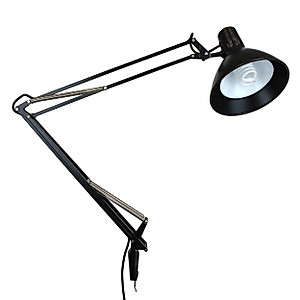 Luxo LS1ABK LS 23W CFL Task Light, 45" Powder-Coated Arm with External Springs, Edge Clamp, Black