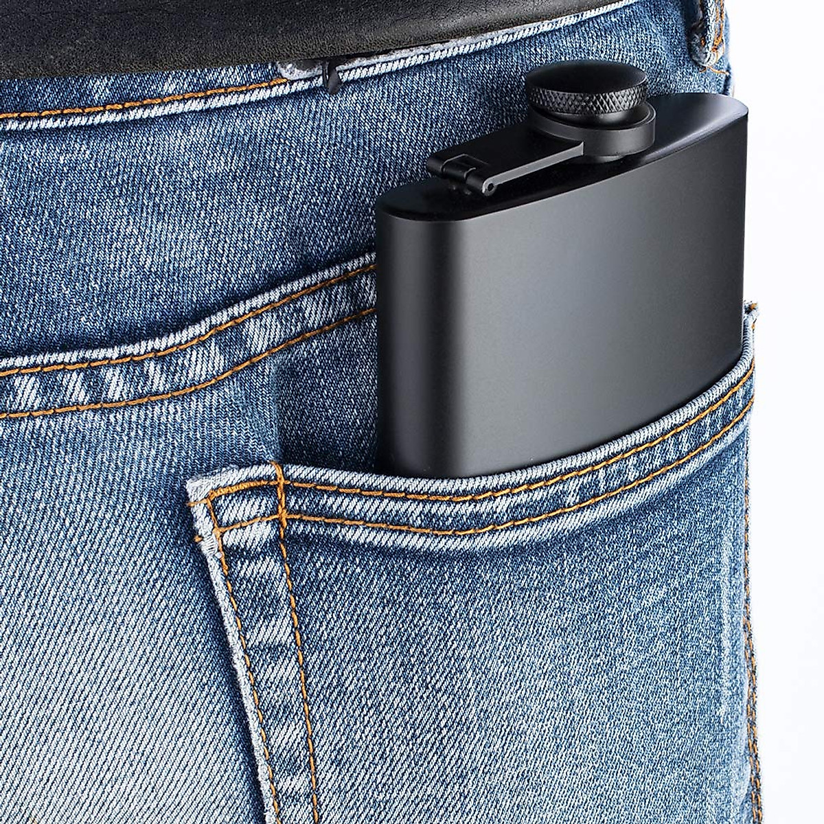 YFS 12 Oz Hip Flask for Liquor Matte Black Stainless Steel Leakproof with Funnel, Great Gift Idea Flask