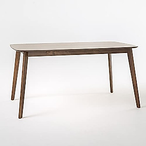 Christopher Knight Home Lucious 60" Rectangular Dining Set, 5-Pcs Set, Natural Walnut / Light Beige