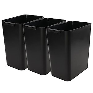 Minekkyes 3-Pack Black 4.5 Gallon Plastic Trash Can Wastebasket, Garbage Container Bin