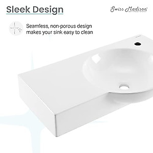 Swiss Madison Well Made Forever SM-WS325, Château 30" Right Side Faucet Wall-Mount Bathroom Sink