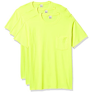 Hanes Men's Workwear Short Sleeve Tee (2-Pack), Safety Green, X Large
