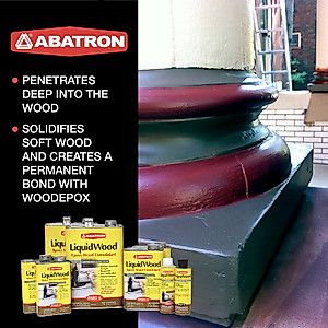 Abatron LiquidWood Kit - 12 Ounce - 2-Part Structural Wood Epoxy Resin - Wood Hardener and Consolidant - Perfect Primer for WoodEpox Epoxy Wood Filler
