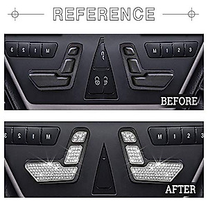 1797 Compatible Seat Adjust Button Caps for Mercedes Benz Accessories Parts Bling W204 W212 C117 X156 C E CLA GLA GLE Class AMG Covers Decals Interior Decorations Women Men Crystal Silver Pack of 6