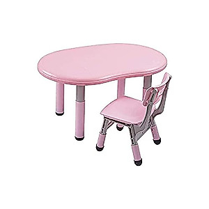 Walnut Children's Table Chair Set Kindergarten Toy Table Home Study Table Can Be Adjusted Up Down Environmental Protection Materials (Color : E)