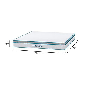 Linenspa 10 Inch Memory Foam and Spring Hybrid Mattress - Medium Feel - Bed in a Box - Quality Comfort and Adaptive Support - Breathable - Cooling - Guest Bedroom - California King Size