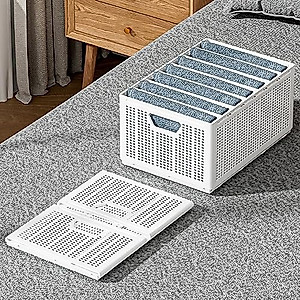 Byscyrj Foldable Storage Baskets with Dividers, Plastic Box Drawer Organizer for Baby Clothes,White Storage Containers Bins Small Baskets for Nursery Shelves Desktop Closet Playroom Office, 3 Pack