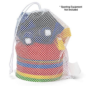 Champion Sports Mesh Sports Equipment Bag, Purple, 12x18 Inches - Multipurpose, Nylon Drawstring Bag with Lock and ID Tag for Balls, Beach, Laundry