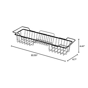 iDesign Everett Metal Adjustable Over the Tub Caddy Basket for Master, Guest, Kid's Bathroom, 22.55" x 6.7" x 4.41", Matte Black