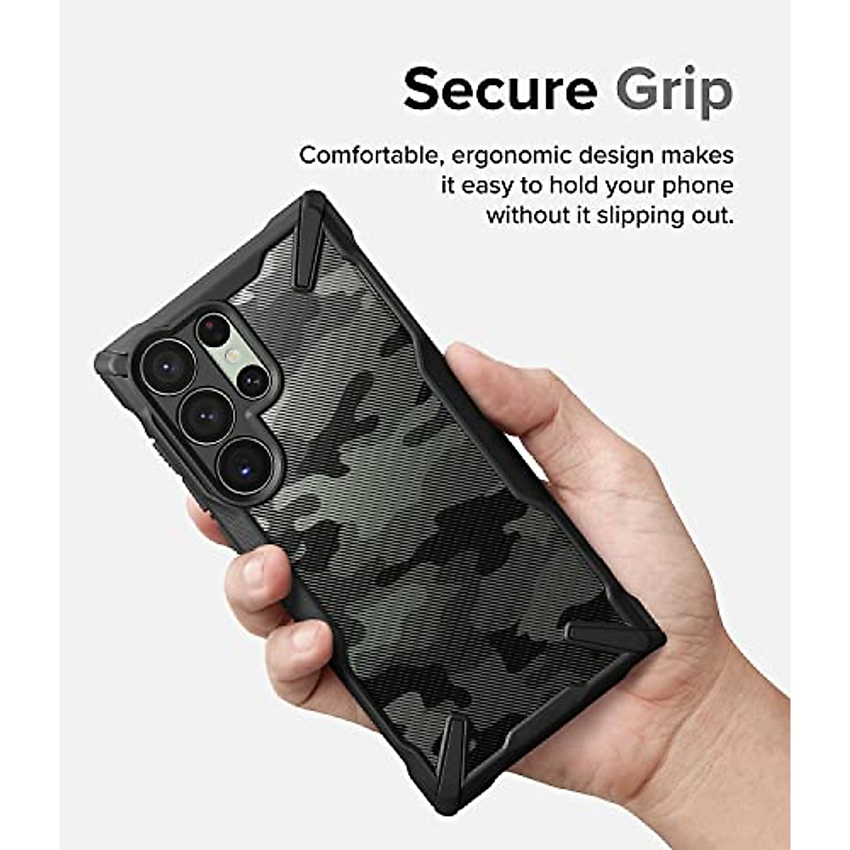 Ringke Fusion-X [Military Design] Compatible with Samsung Galaxy S23 Ultra 5G Case, Camouflage Hard Back Heavy Duty Shockproof Advanced Protective Bumper Cover - Camo Black