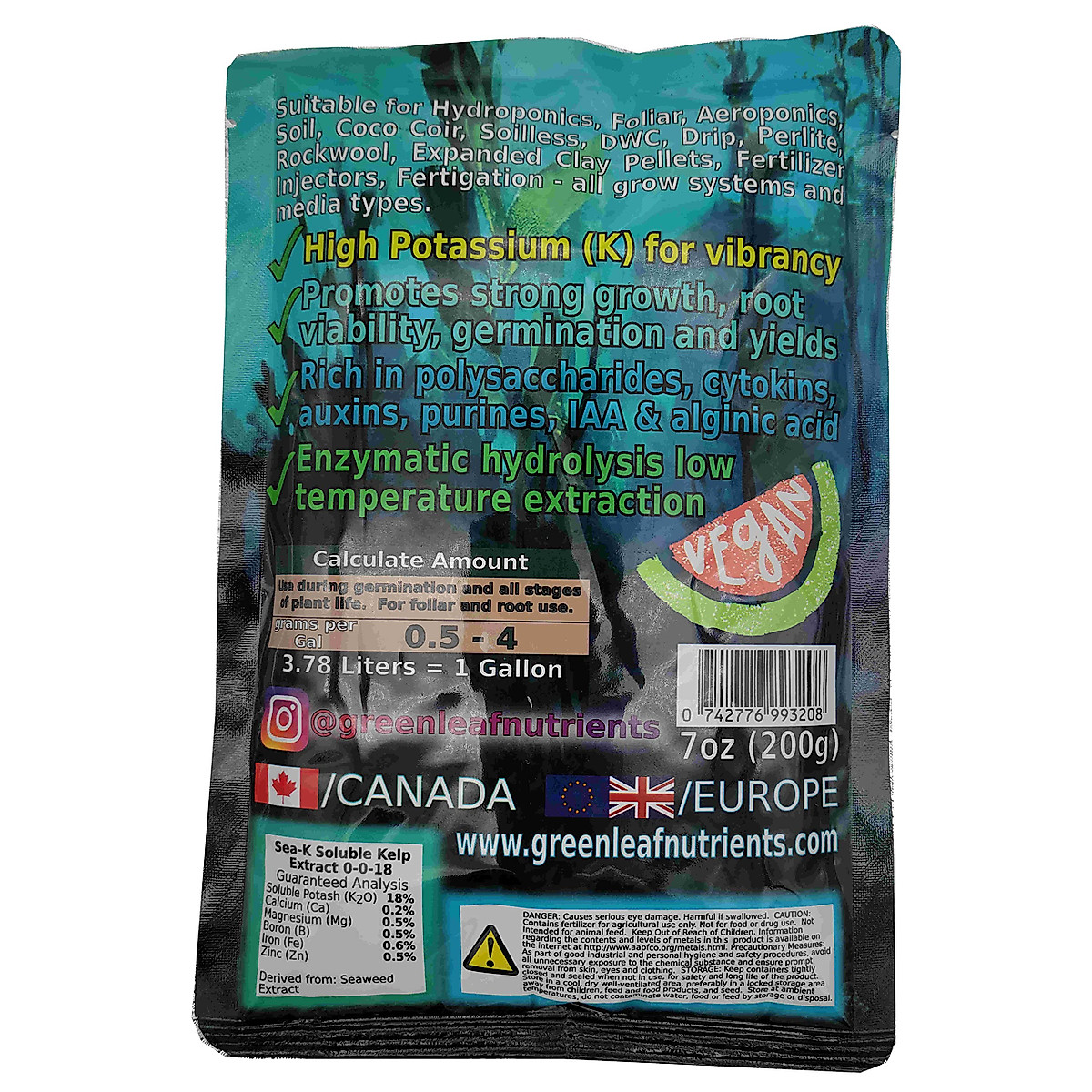 Organic Sea-K for Plants Seaweed and Kelp Fertilizer Supplement Concentrated Extract Powder Nutrient