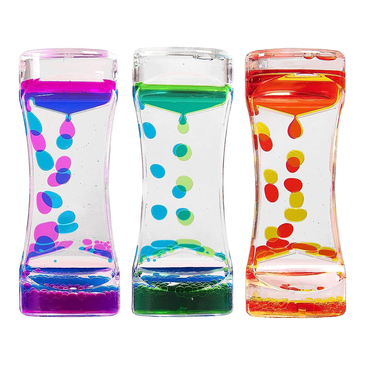 Narwhal Novelties Liquid Motion Bubbler for Kids and Adults - Hourglass Liquid Bubbler/Timer for Sensory Play Toys, Fidget Toy and Stress Management (3 Pack)