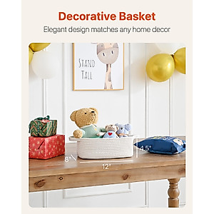 Small Woven Basket, 12 x 8 x 4.5 Inches, Small Storage Baskets for Organizing, Gift Baskets Empty, Cute Small Rope Shelf Closet Storage Bins Baskets for Shelves, Dog Toy Basket, 3 Packs, Off White