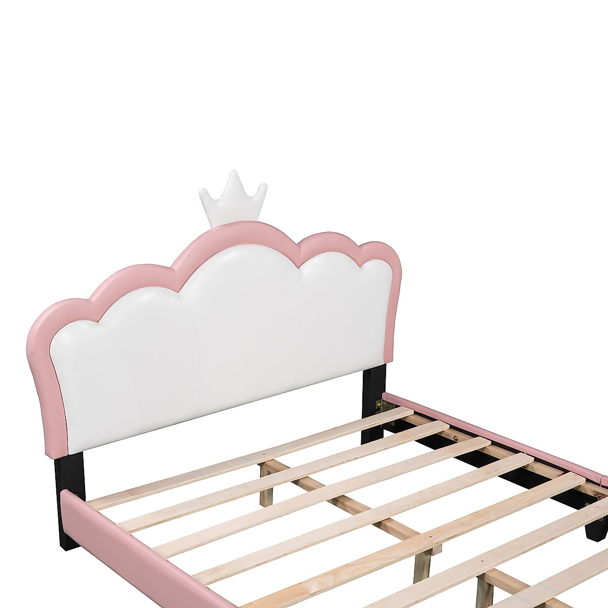 Full Size Upholstered Princess Bed with Crown Headboard,Full Bed Frames for Girls Full Bed Frame Girl Full Size Bed Frames for Girls