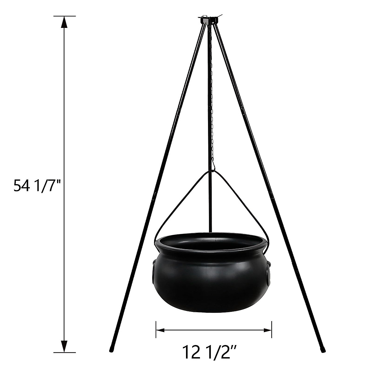 Halloween Decorations Outdoor - Halloween Party Decorations - Large Witches Cauldron on Tripod with Lights - Black Plastic Bowl Decor - Hocus Pocus Candy Bucket Decoration for Home Porch Outside