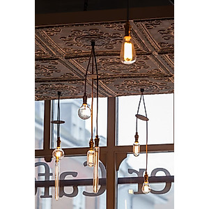 PAINTSDECOR PVC Tin Ceiling Tiles 3D Stereo Embossed Panel Antique Suspended Ceiling Board for Cafe Club Salon 2'x2' PL07 Traditional Copper 10pcs/lot