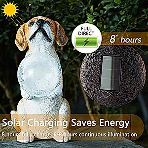 Yiosax Easter Dog Memorial Gifts - Forever My Guardian Angel Garden Solar Light Pet Memorial Statues Garden Dog Decor with Flickering Crackled Glass Globe|(11.22inch Tall)