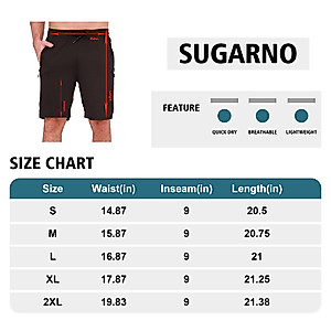SUGARNO Athletic Shorts for Men,4 Packs Drawstring Gym Sports Shorts with Zipper Pockets for Running,Workout,Training(Small)
