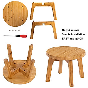 GOBAM Bamboo Step Stool, 11.8 inches - Sturdy Foot Stool for Adults, Kids Stool, Portable Wooden Stool for Kitchen, Bathroom, Bedroom, or Toy Room - 300 lbs Capacity