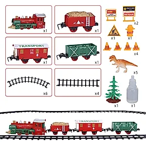 Electric Train Set for Boys and Girls - Christmas Train Set with Real Smoke, Sounds & Lights - Classic Toy Train with Steam Locomotive Engine - Includes 3 Train Cars and 10 Tracks