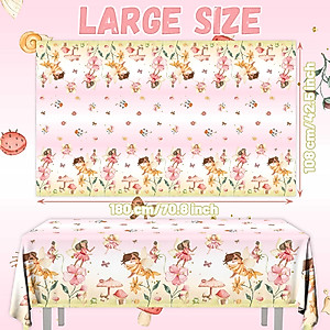 3pcs Fairy Party Tablecloth Decorations Fairy Birthday Party Supplies Table Cover Floral Flower Fairies Enchanted Wonderland Forest Garden Disposable Plastic Table cloth Baby Shower Favors for Girl