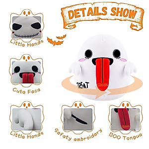 GSJNG Double Sided Halloween Ghost Plush - 9.4 inches Trick or Treat Spooky Stuffed Animal Plush Ghost Pillow Halloween with Themed Packaging, Ideal for Halloween Lovers, Kids, and Adults Alike