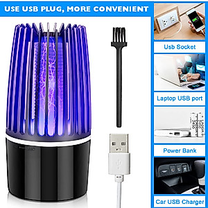 2 Pcs Bug Zapper Mosquito Killer Electric Mosquito Repellent Outdoor Indoor Mosquito Zapper with 360 Degrees LED USB Power Supply for Mosquito Insect Fly and Gnat Moth