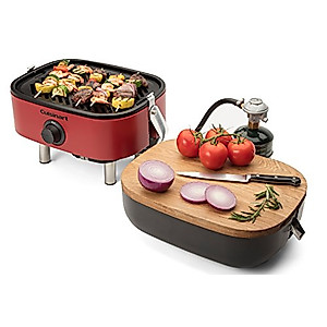 Cuisinart CGG-750 Portable, Venture Gas Grill, Red & CMD-108 Melting Dome, 9",Stainless steel