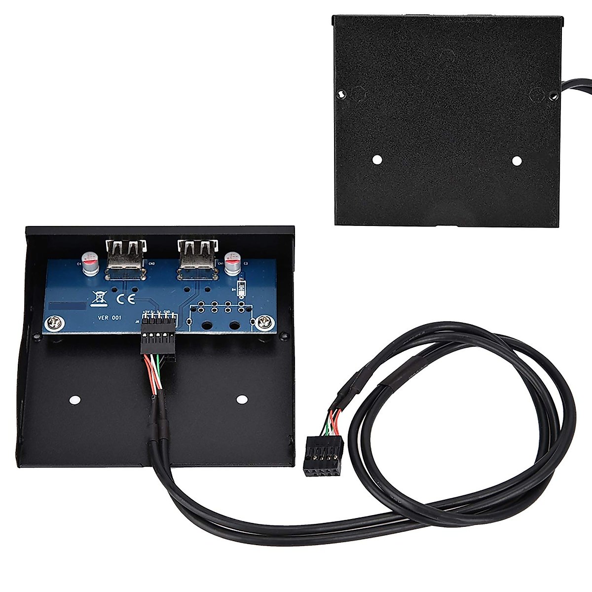 Socobeta USB 2.0 Front Panel Floppy Disk Bay Multi-Functional USB 2.0 Front Panel 3.5 Inch Floppy Bay 9 Pin to 2 Interface USB 2.0 HUB
