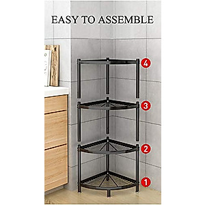 ZIGAMA 4-Tier Kitchen Pot Rack, Multi-layer Corner Shelf Stand Metal Shelves for Kitchen