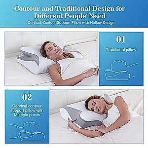 Memory Foam Pillows - Neck Support Pillow for Pain Relief, Ergonomic Cervical Pillow Cozy Sleeping for Neck and Shoulder Pain, Odorless Orthopedic Contour Bed Pillow for Side Back Stomach Sleepers