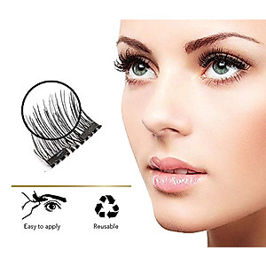 No Glue Magnetic Eyelashes Natural Look, Half Eye 2 Magnets Reusable False Eyelashes with Applicator