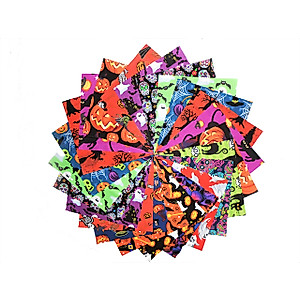 Material Maven 15 10 Inch Happy Halloween Layer Cake Quilting Squares15 colorways1 of Each, Multi Color, 10x10
